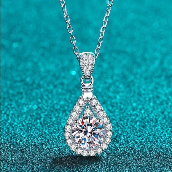Moissanite | Jewelry | Certified 2 Carat Moissanitediamond Teardrop Pendant Necklace Bridal ...